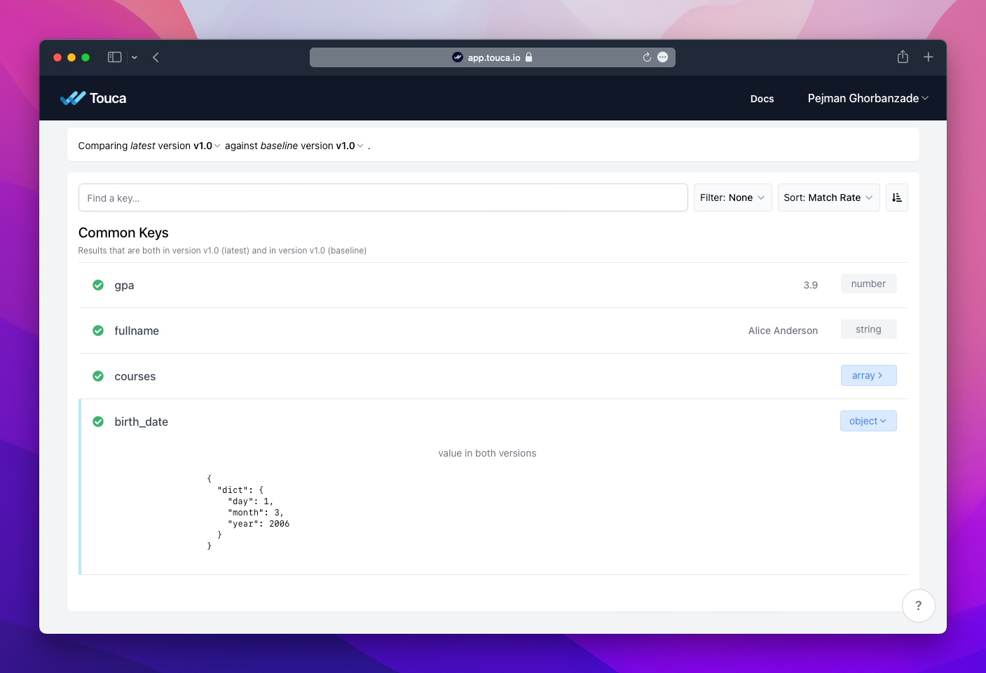 Interpret Results | Touca Docs