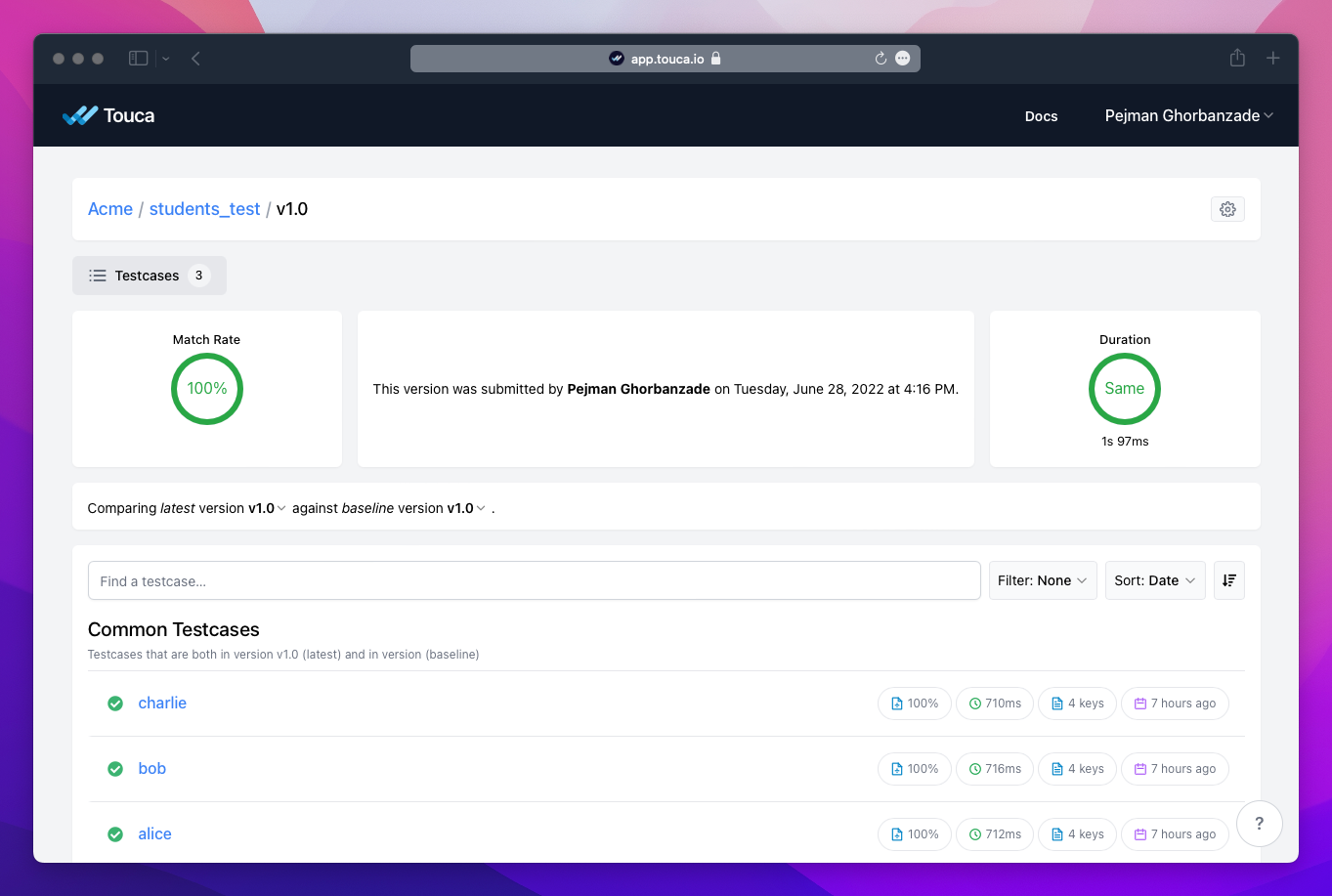 Interpret Results | Touca Docs